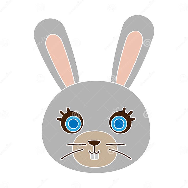 Rabbit Muzzle Icon in Colour Style Isolated on White Background. Animal ...