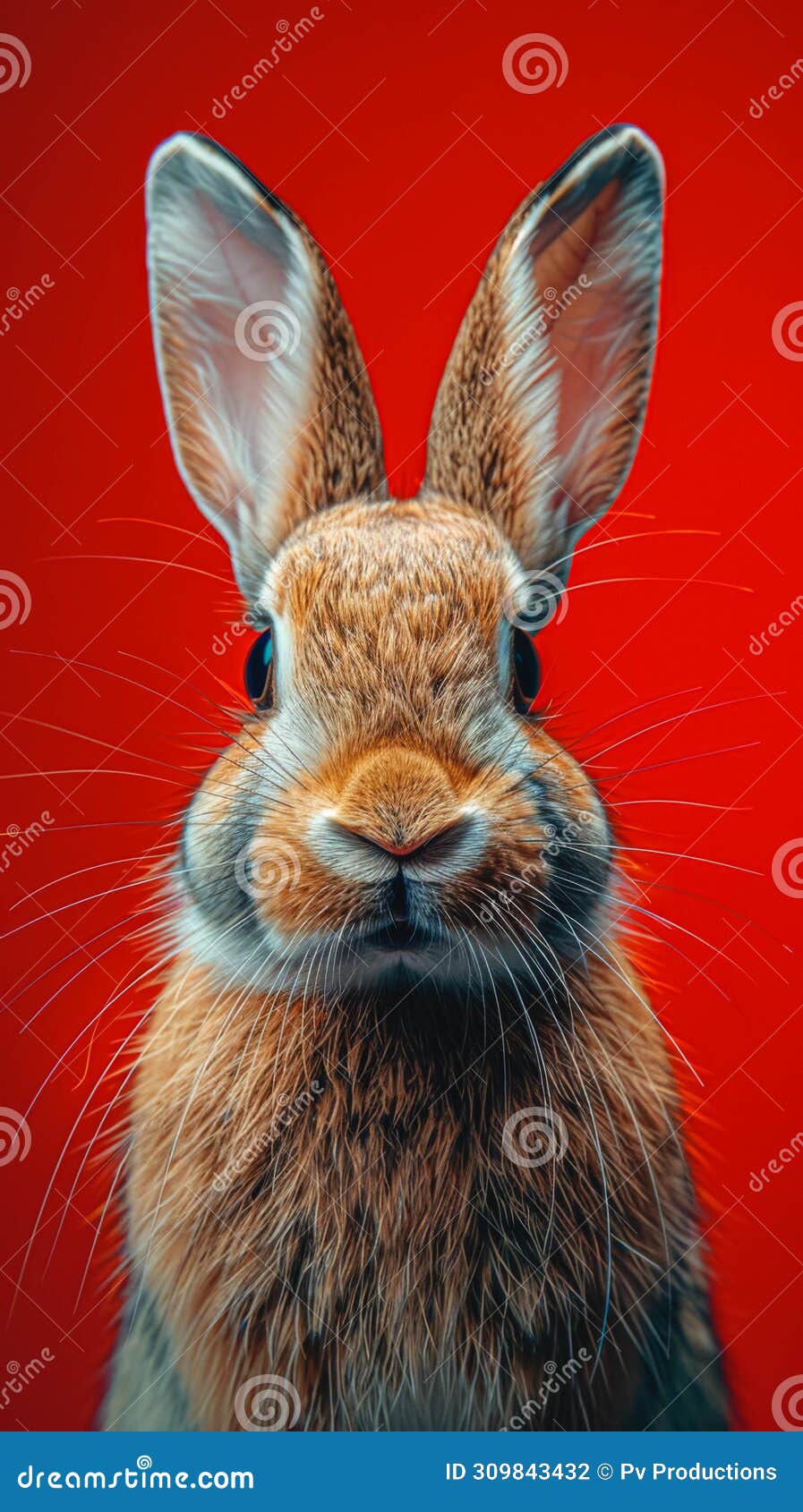 Rabbit Muzzle on a Red Background Isolated. Stock Photo - Image of ...
