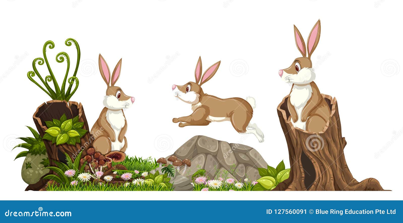 Rabbit in nature landscape stock vector. Illustration of easter - 127560091