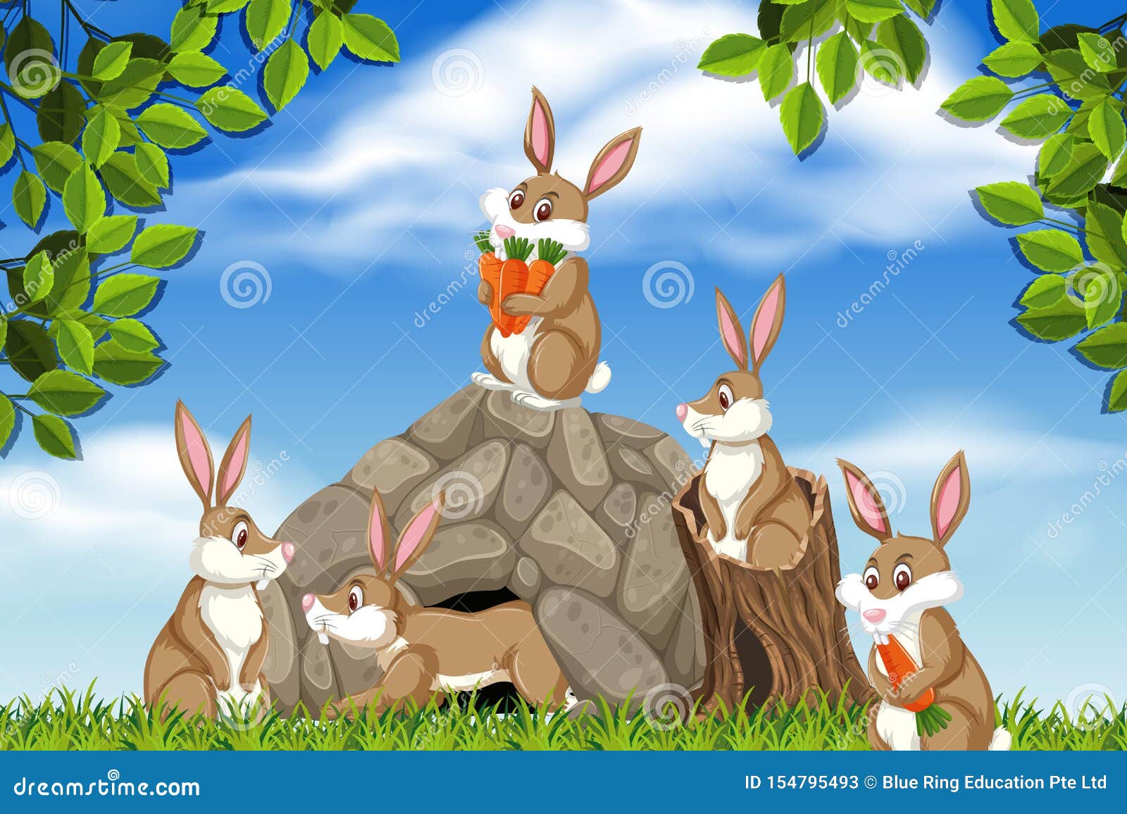 Rabbit in nature scene stock vector. Illustration of animals - 154795493