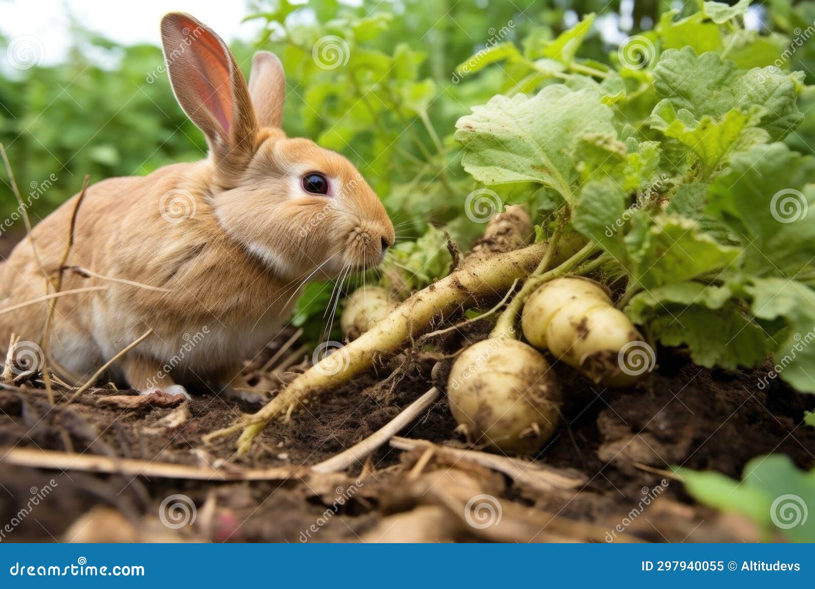 A Rabbit Nibbling on a Root Vegetable Stock Image - Image of wildlife ...