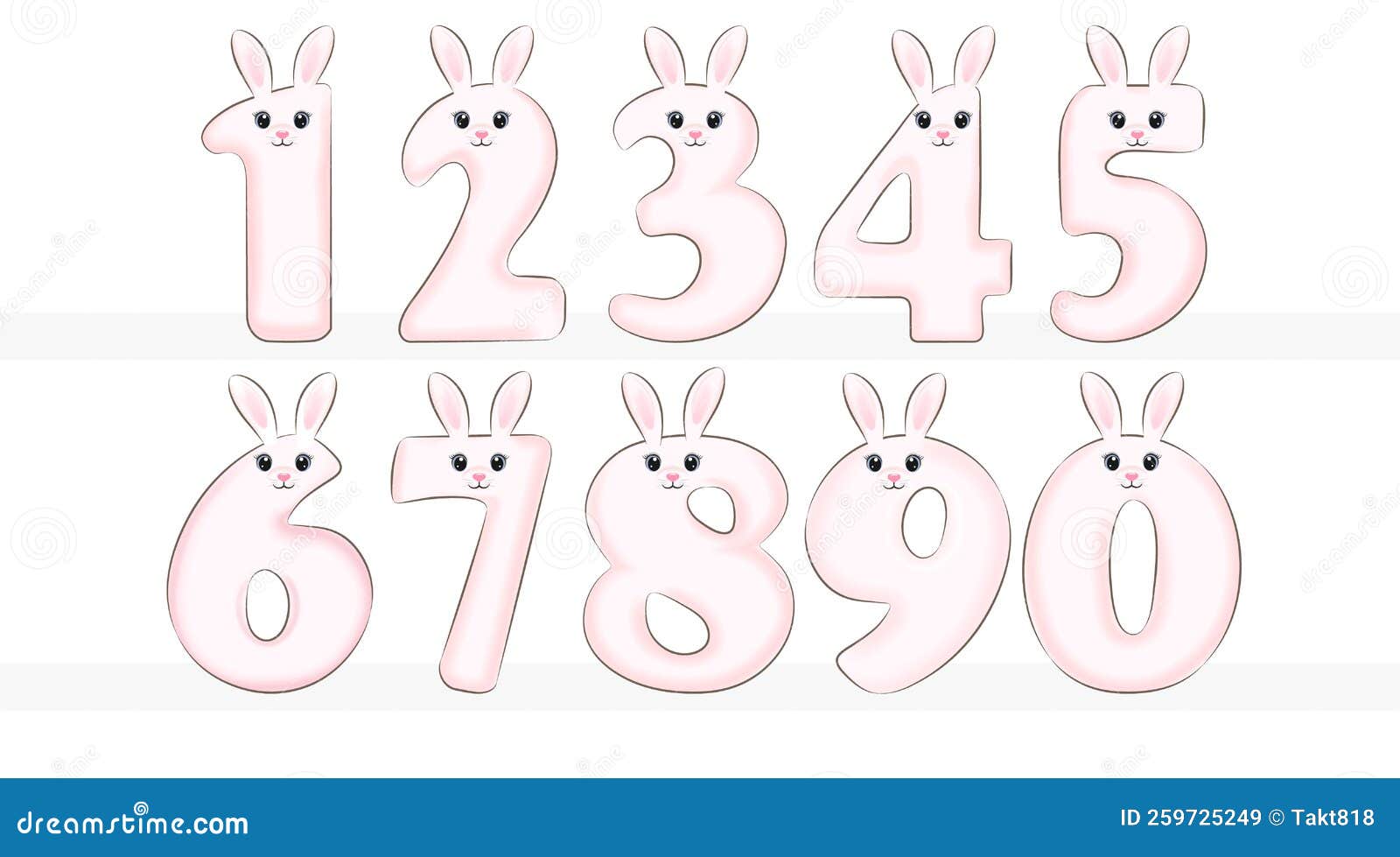 Rabbit Number 1-0 Illustration Designed Stock Vector - Illustration of ...