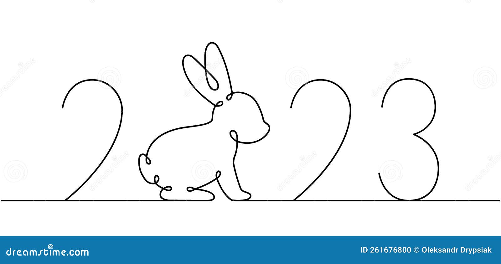 Rabbit One Line Continuous Drawing. Year of the Rabbit 2023. Hare One ...