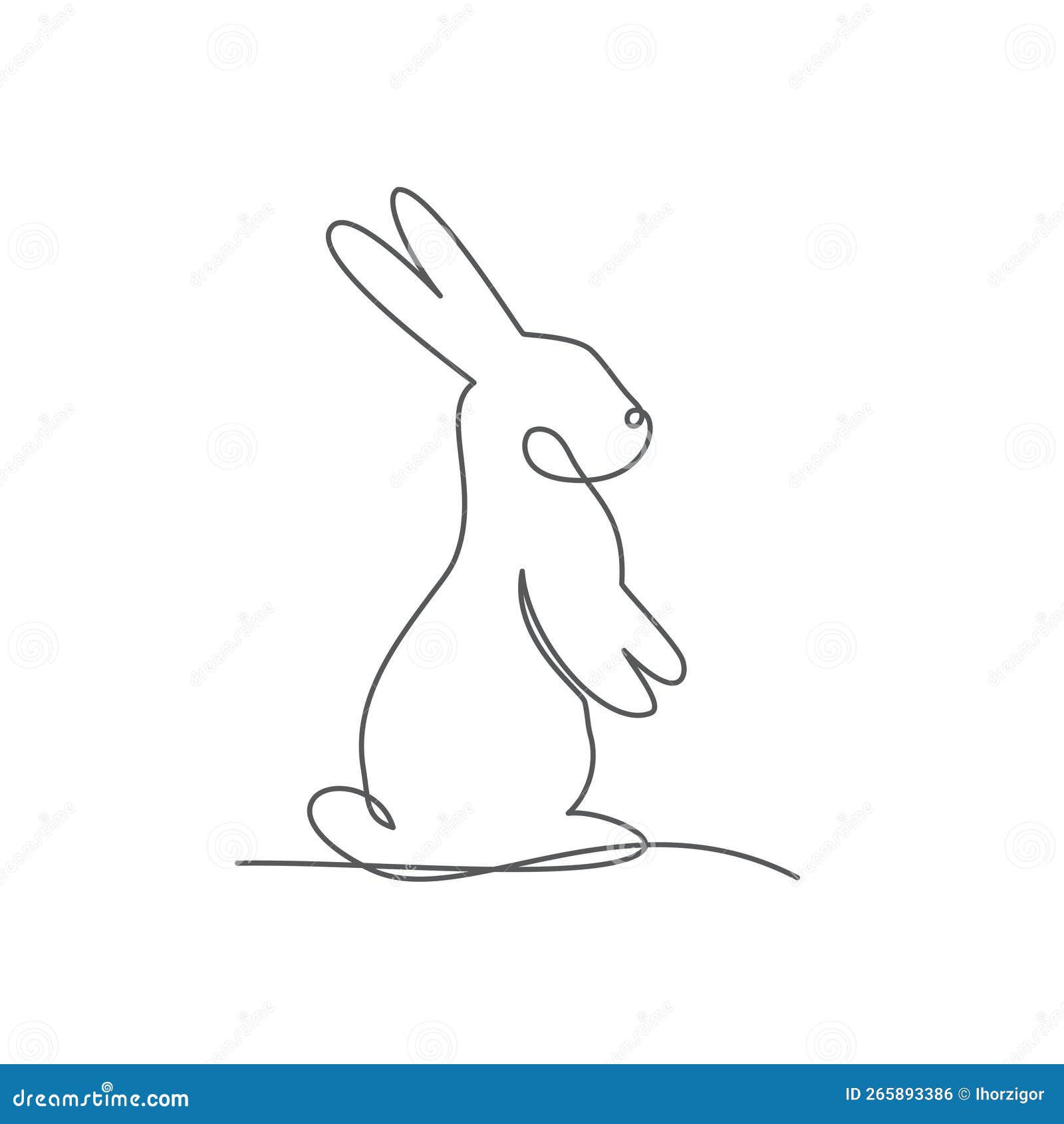 Rabbit One Line Drawing on White Background Stock Vector - Illustration ...