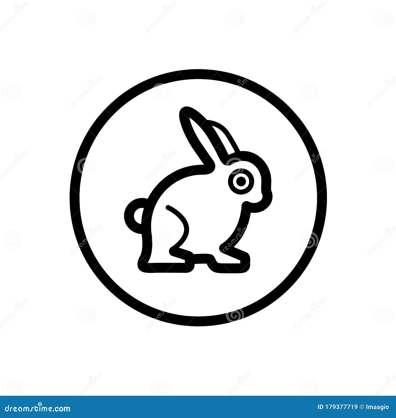 Rabbit. Outline Icon in a Circle. Animal Vector Illustration Stock ...
