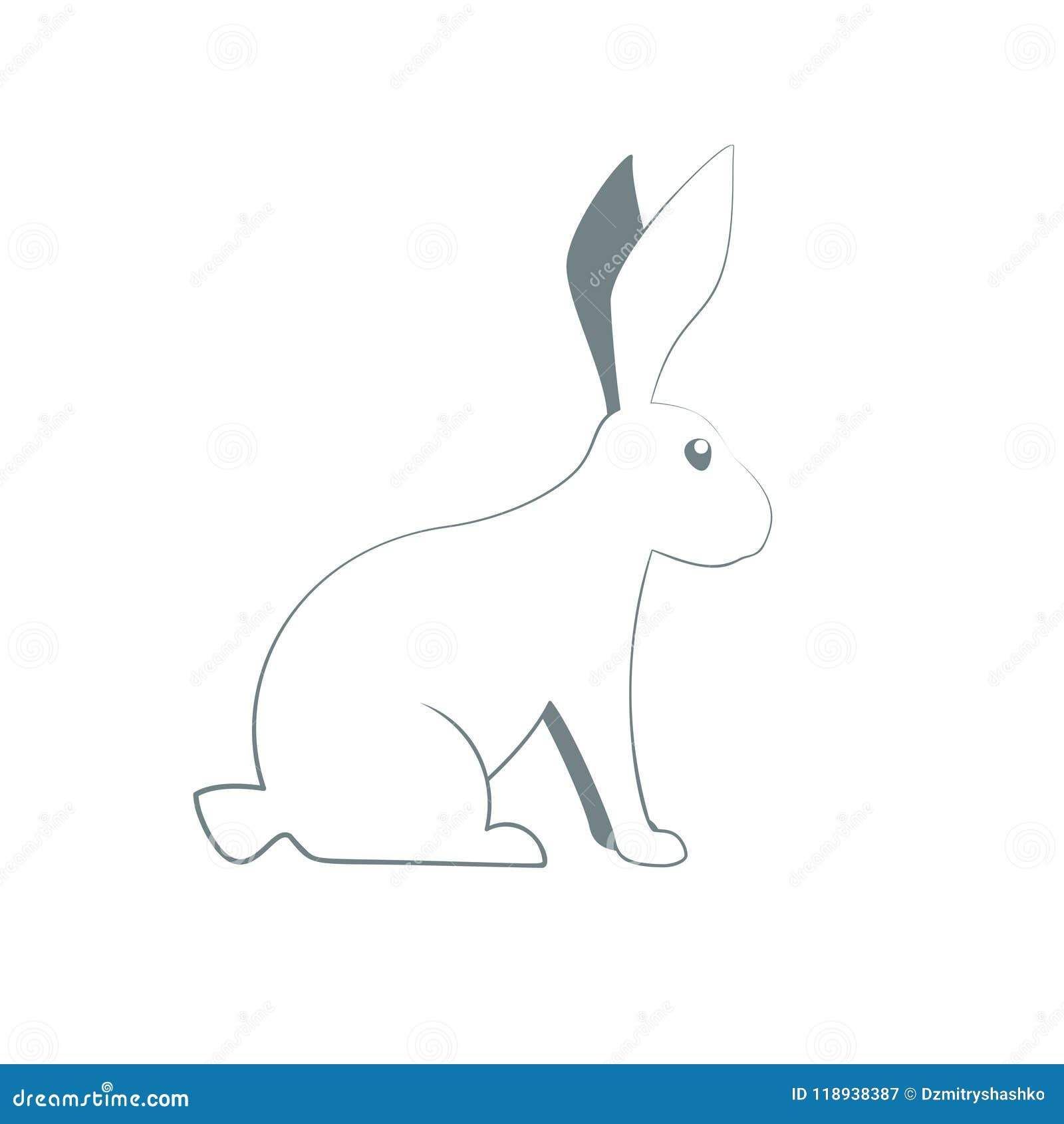 Rabbit Outline. Easter Bunny Clipart. Vector Illustration Isolated On ...