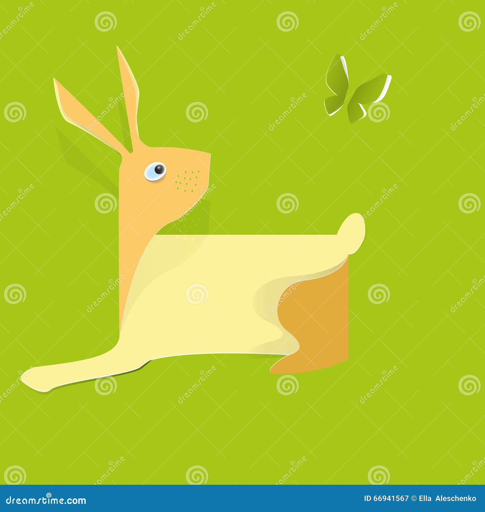 Rabbit of the Paper on Green Background . the Idea for the Sticker ...