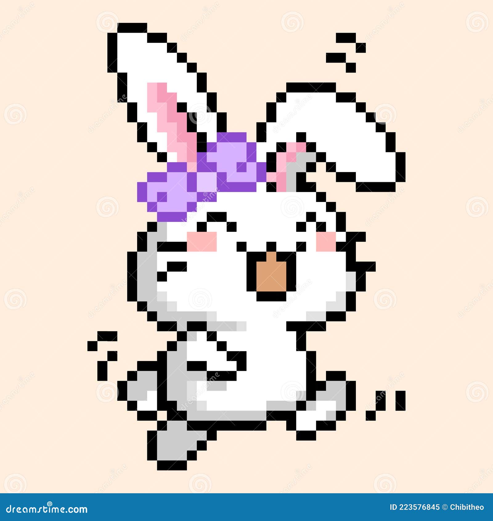 Rabbit Pattern. Pixel Happy Rabbit Image Stock Illustration ...