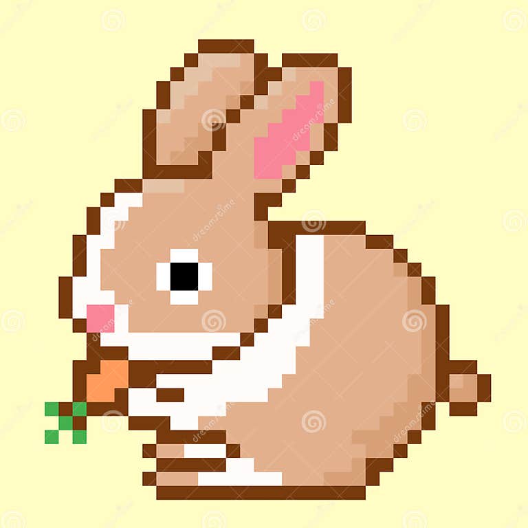 Bunny Pattern. Pixel Rabbit Image Stock Illustration - Illustration of ...