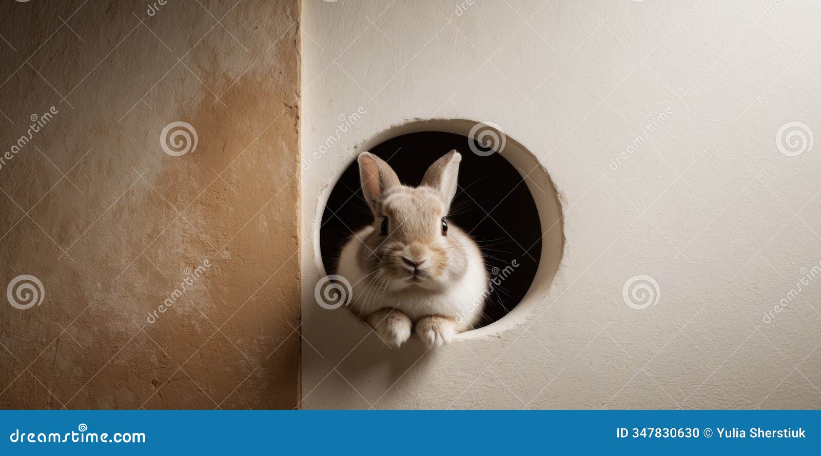 A Rabbit is Peeking Out of a Hole in a Wall. Stock Illustration ...