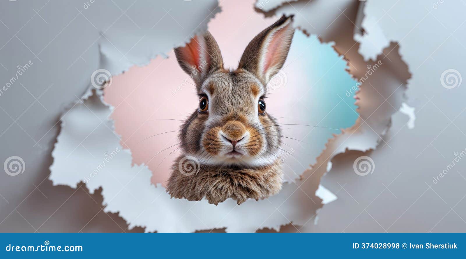 Rabbit Peeking Through Ripped Background Stock Photography ...
