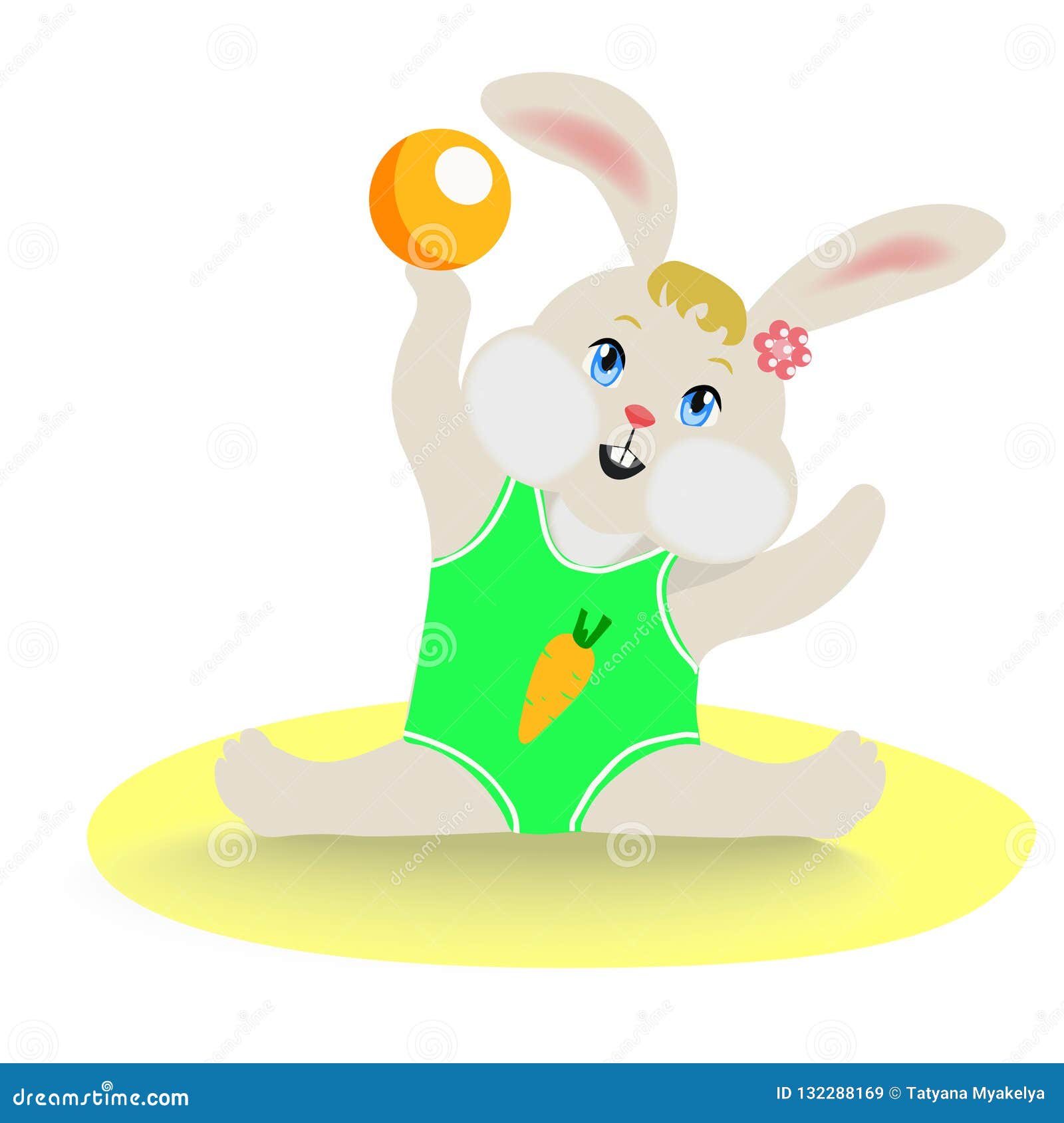 Rabbit Performs an Element of Rhythmic Gymnastics with a Ball Stock ...