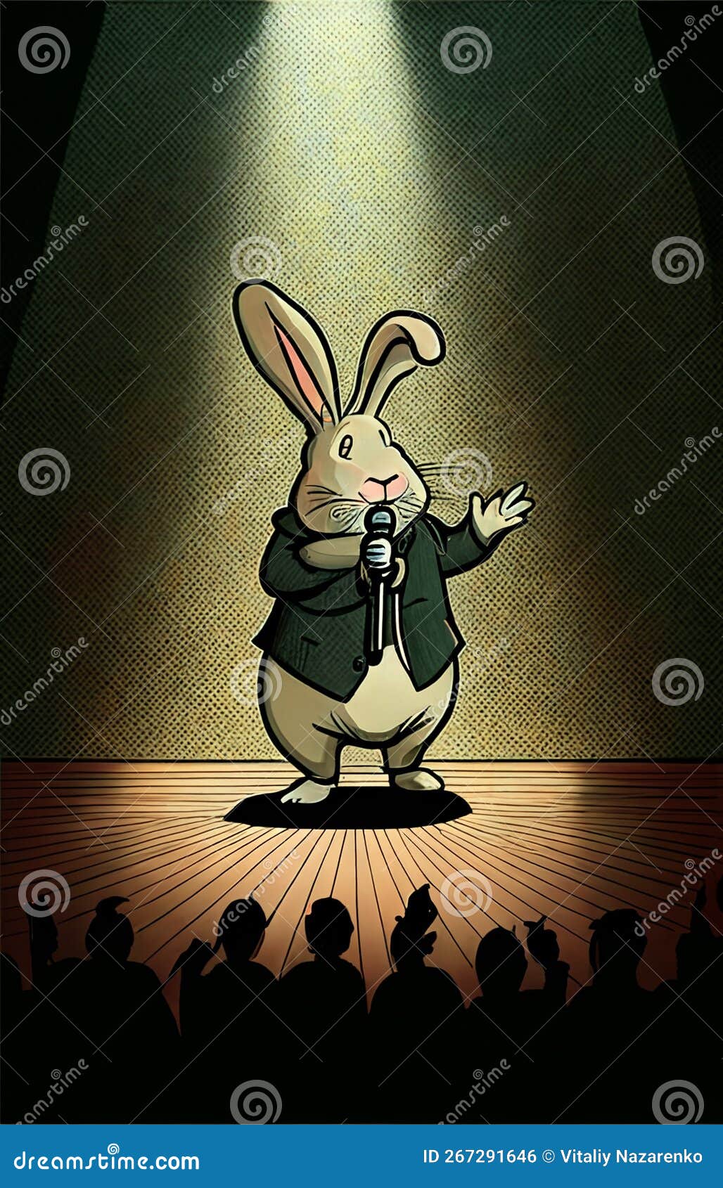 Rabbit Performs on Stage, Speaks into a Microphone. AI Generated Stock ...