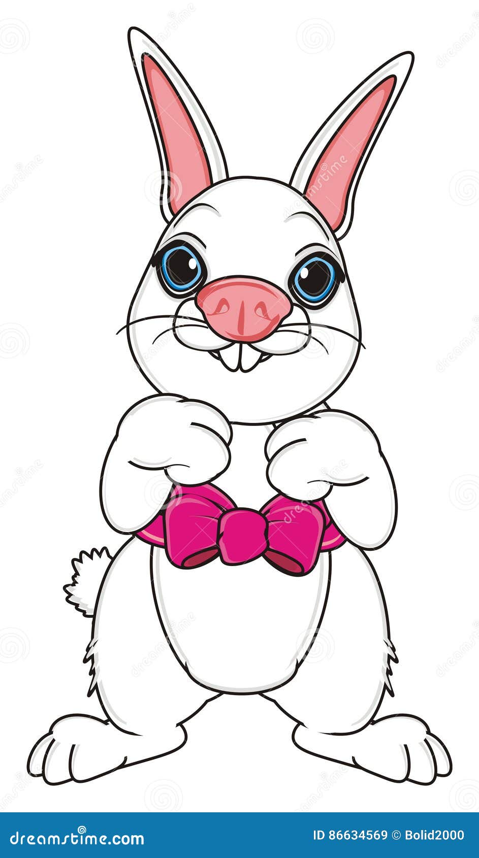 Rabbit with pink bow stock illustration. Illustration of color - 86634569