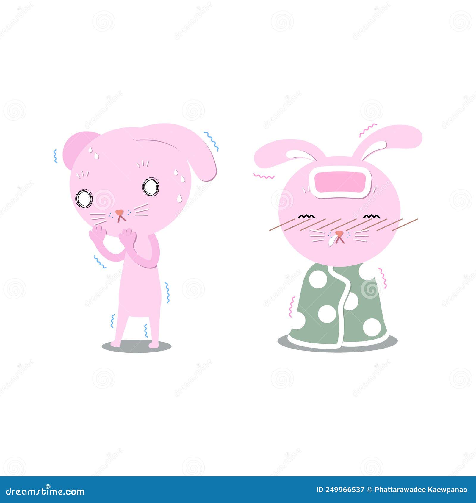 Sick Rabbit Line Doodle Icon Vector Illustration | CartoonDealer.com ...