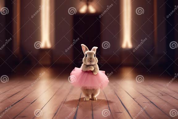 Rabbit with a pink tutu stock photo. Image of enthusiast - 296987668