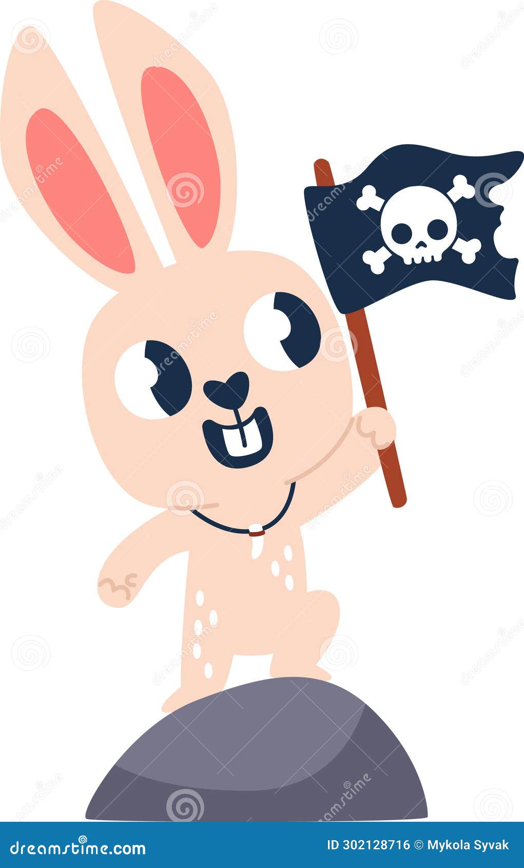Rabbit Pirate Character with Flag Stock Vector - Illustration of vector ...