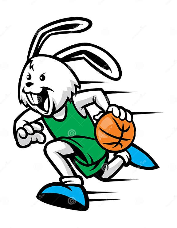 Rabbit play basketball stock vector. Illustration of happy - 35695470