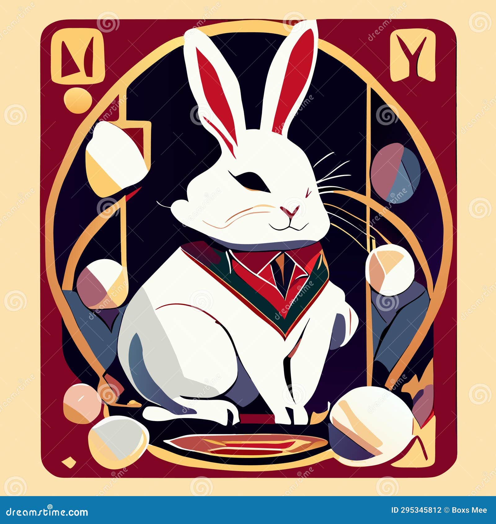 Rabbit and Playing Cards. Vector Illustration of a Rabbit Playing Cards ...