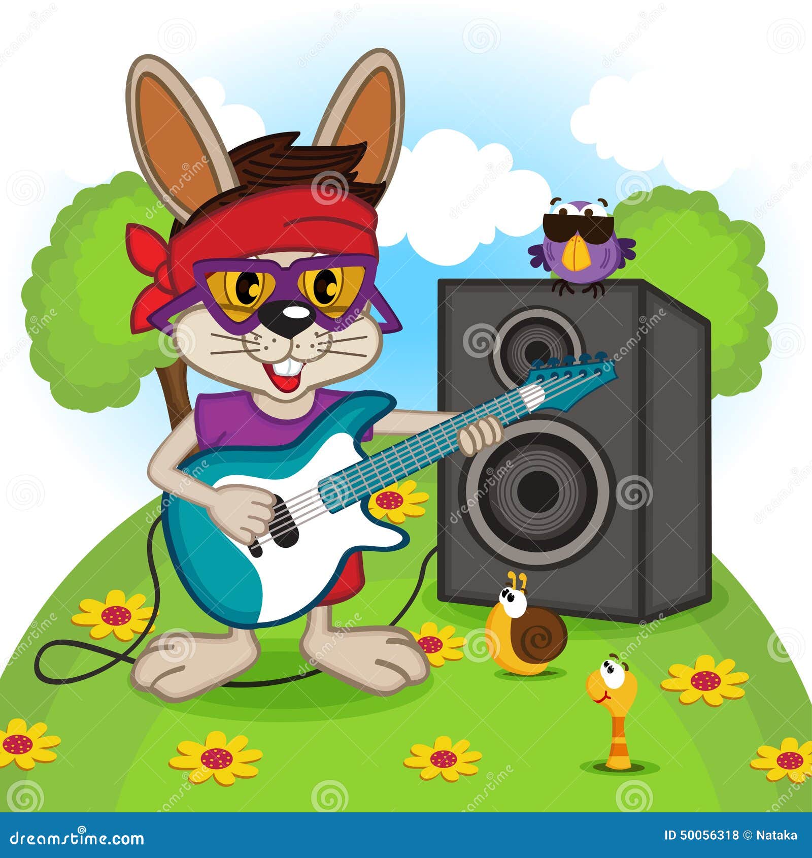Rabbit Playing on Electric Guitar Stock Vector - Illustration of bird ...