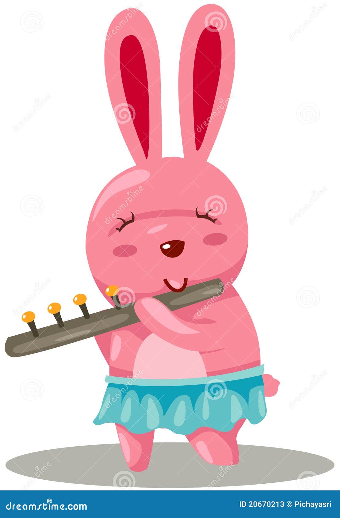 Rabbit playing flute stock vector. Illustration of band - 20670213