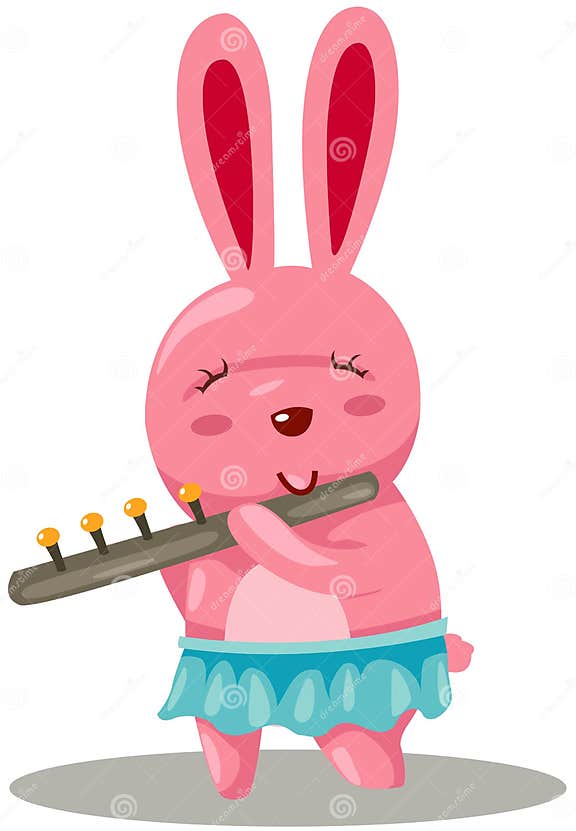 Rabbit playing flute stock vector. Illustration of band - 20670213