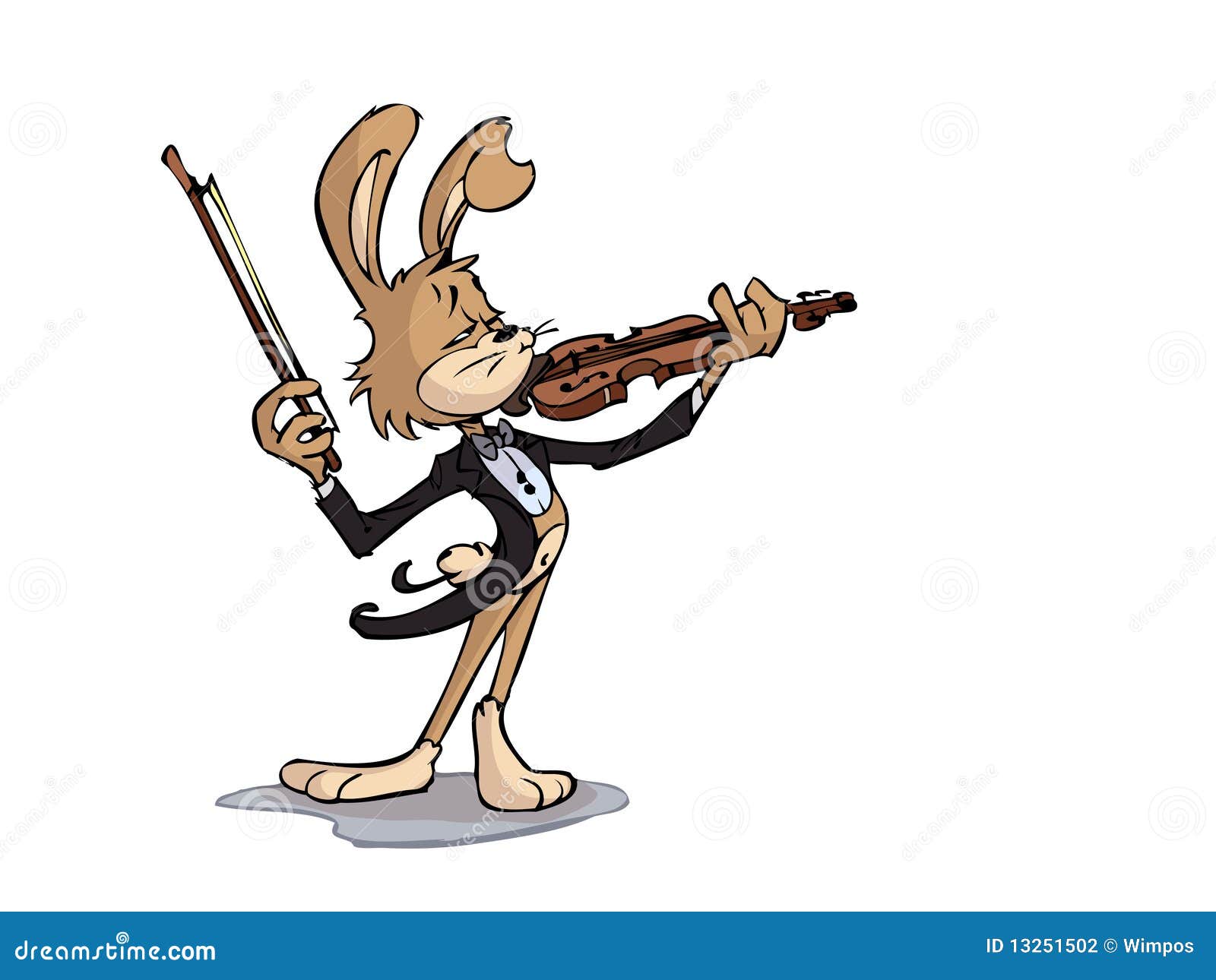 Rabbit playing violin stock illustration. Illustration of baroque ...