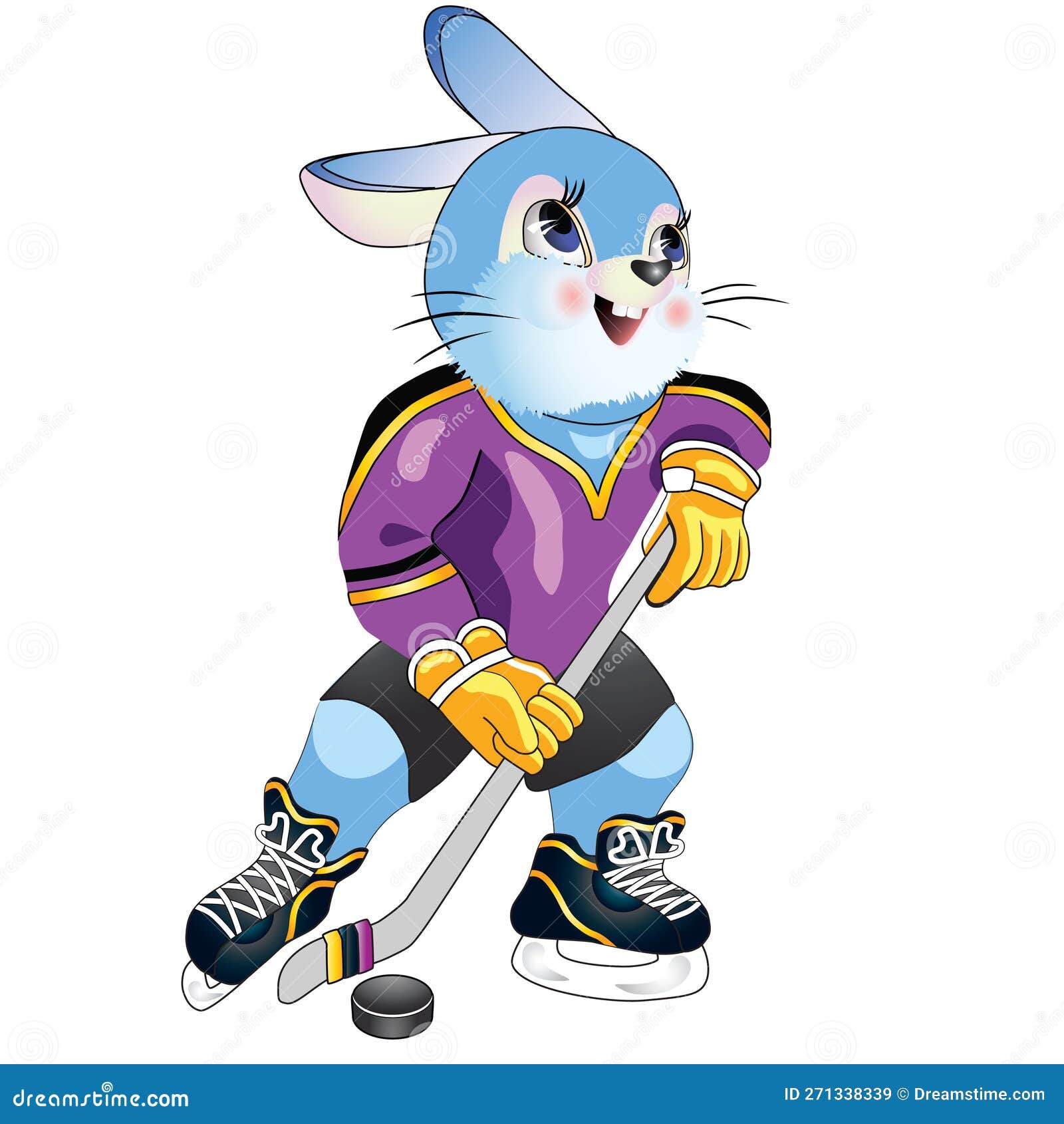 Rabbit plays hockey stock vector. Illustration of playing - 271338339