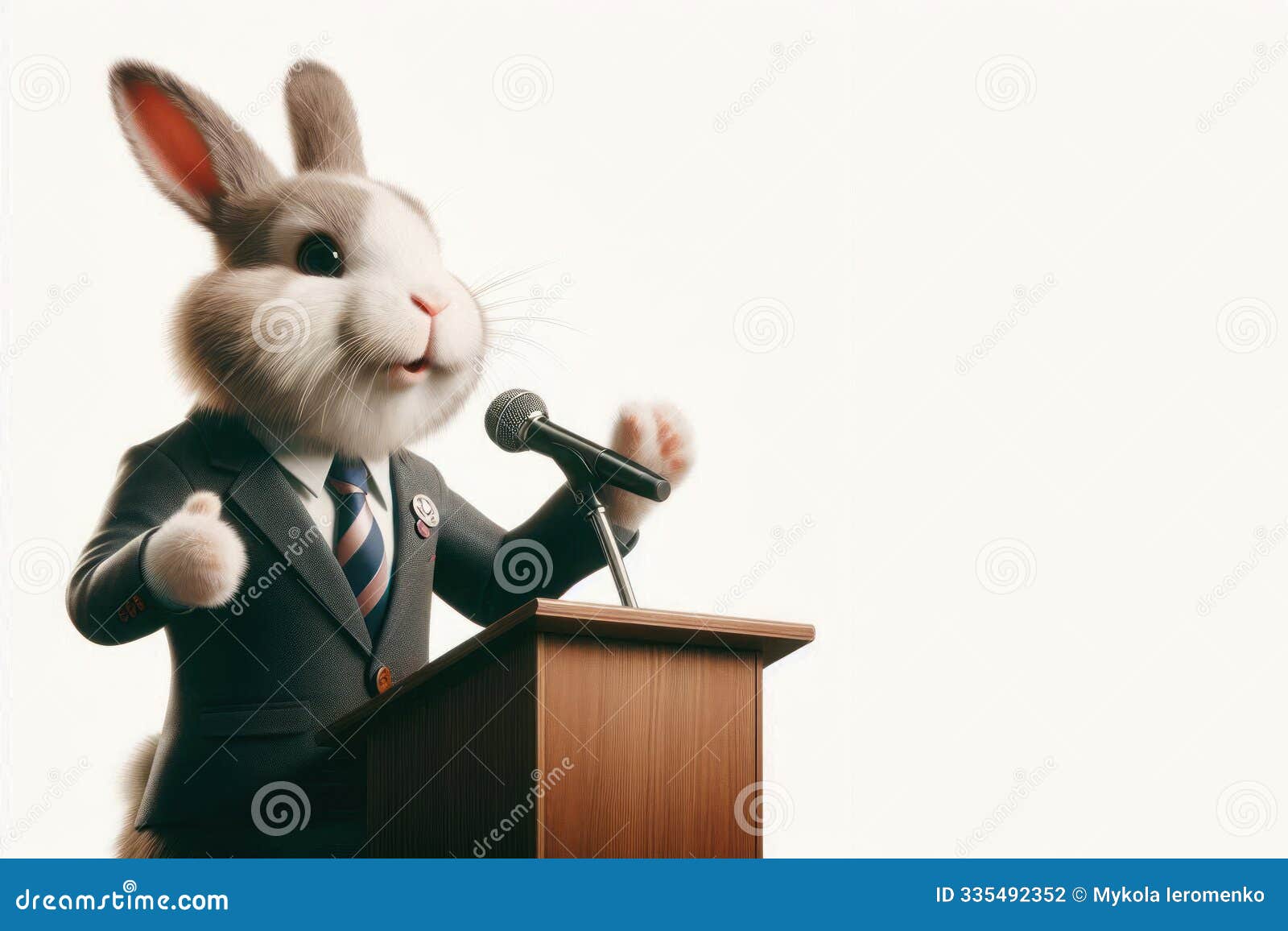 Rabbit on the Podium, Giving a Speech. Space for Text. Stock Photo ...