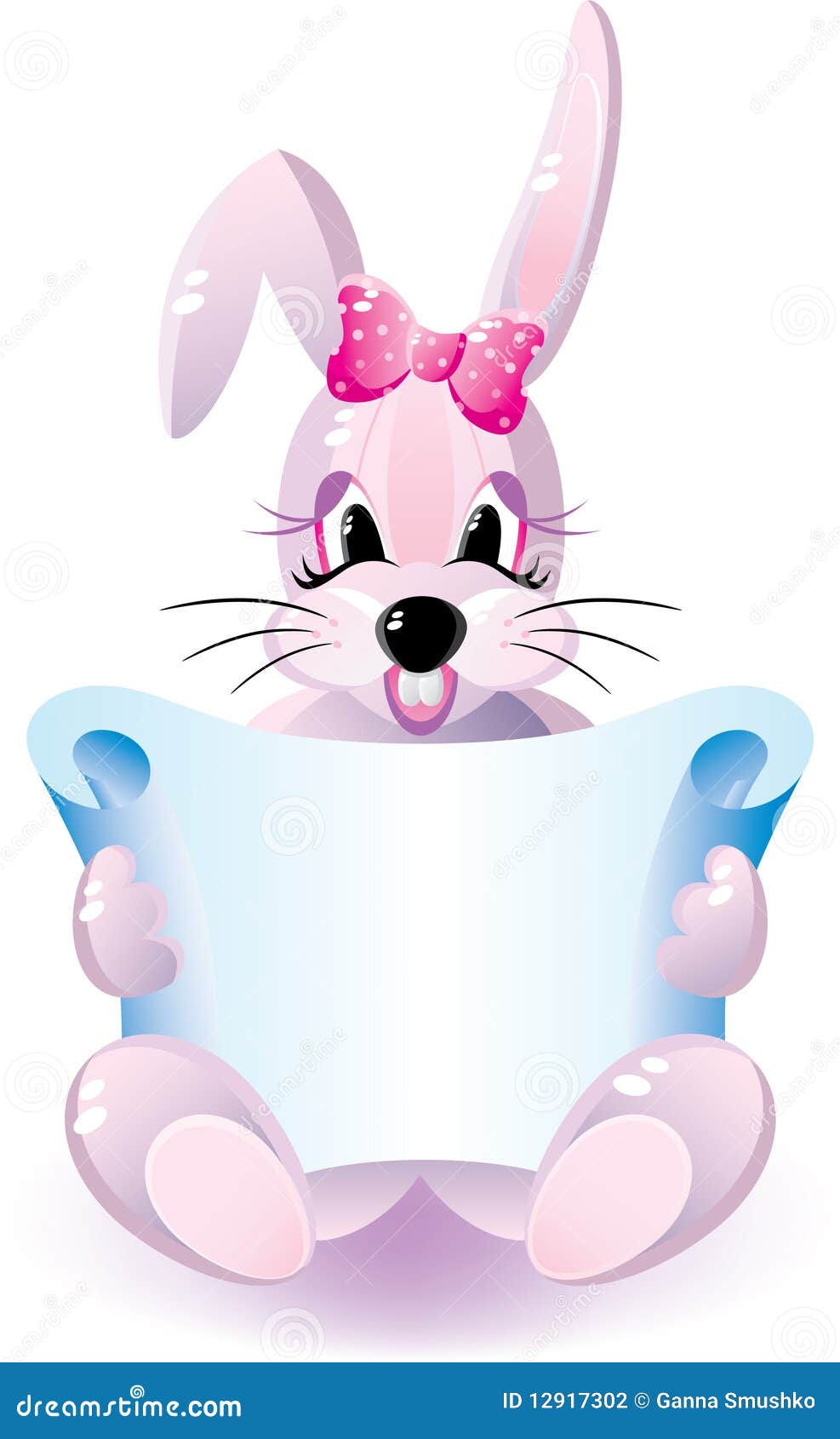 Rabbit Smiles Cartoon Cute Character Pink Pastels Falt Design Is ...