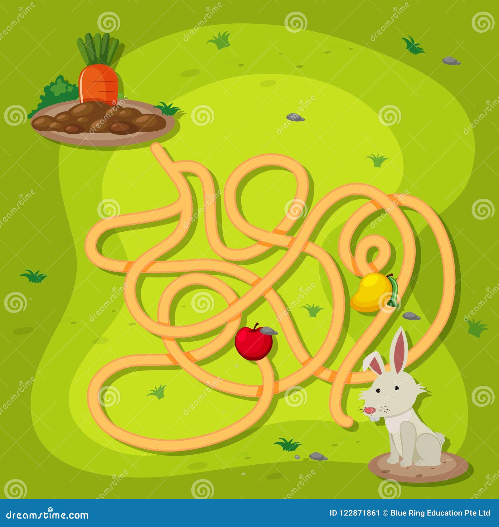 A rabbit puzzle maze game stock vector. Illustration of carrot - 122871861