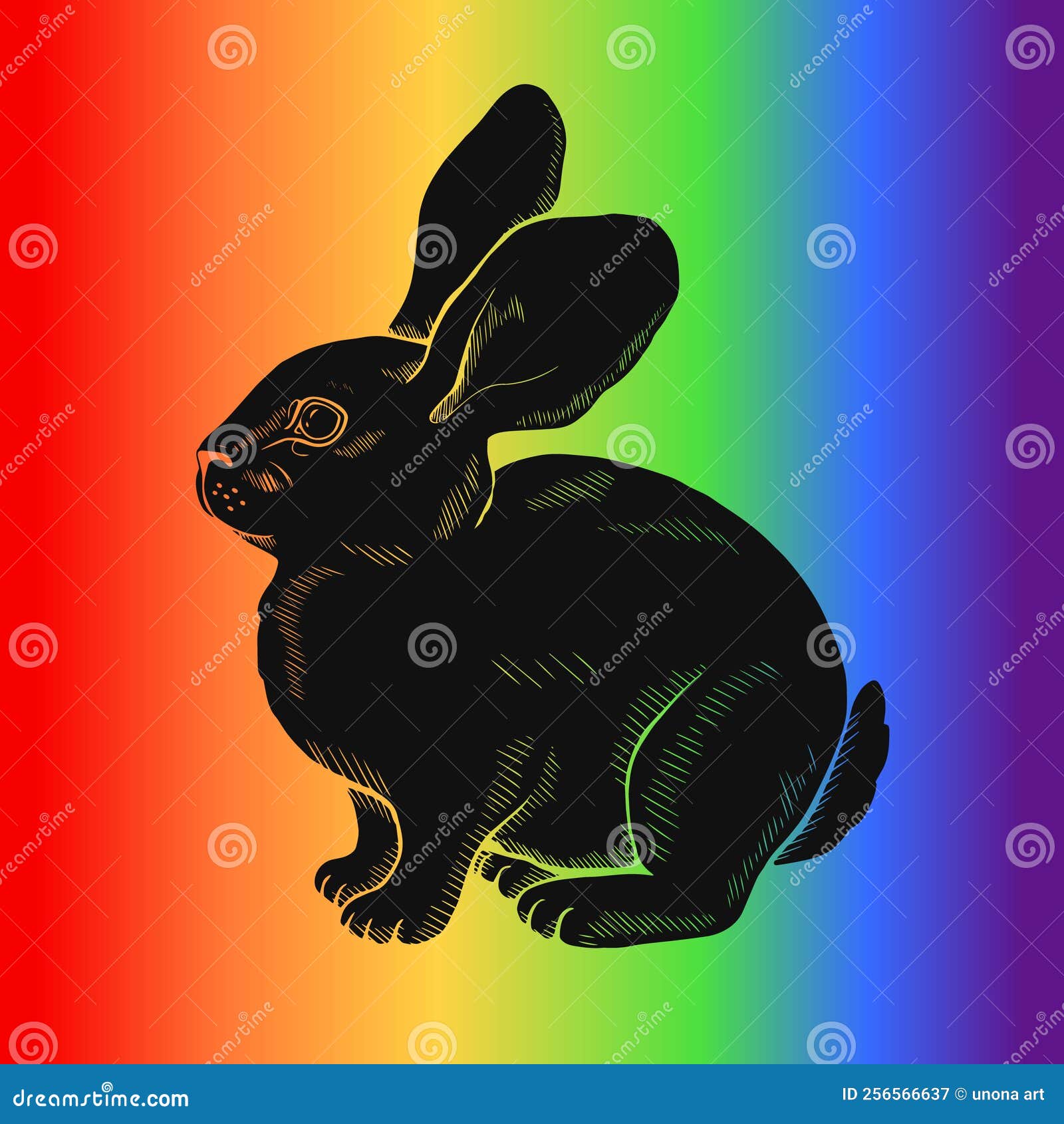 Rabbit on a Rainbow Background Stock Vector - Illustration of easter ...