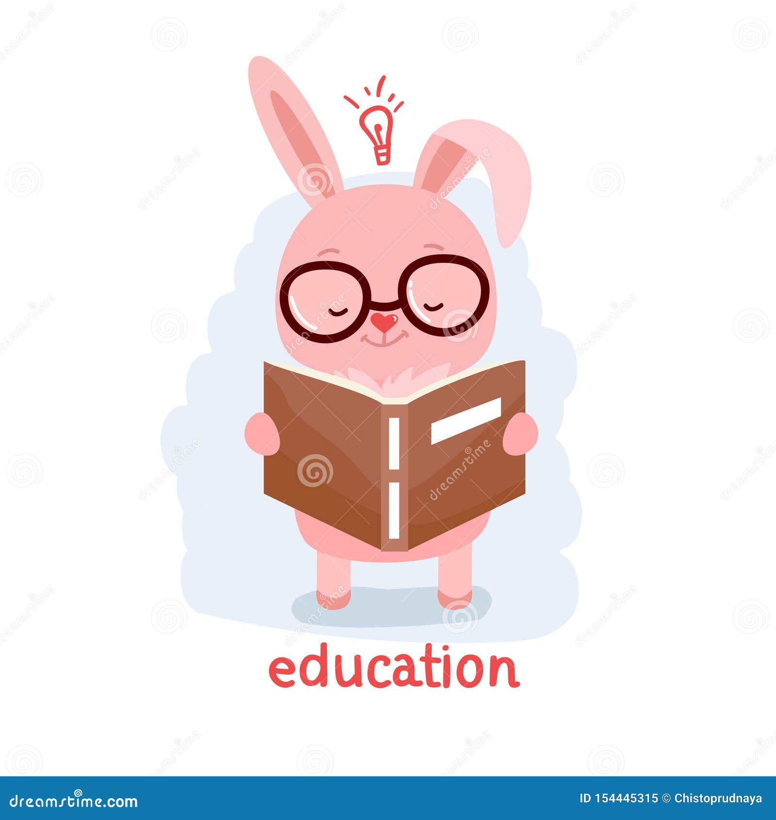 Rabbit reading a book stock vector. Illustration of card - 154445315