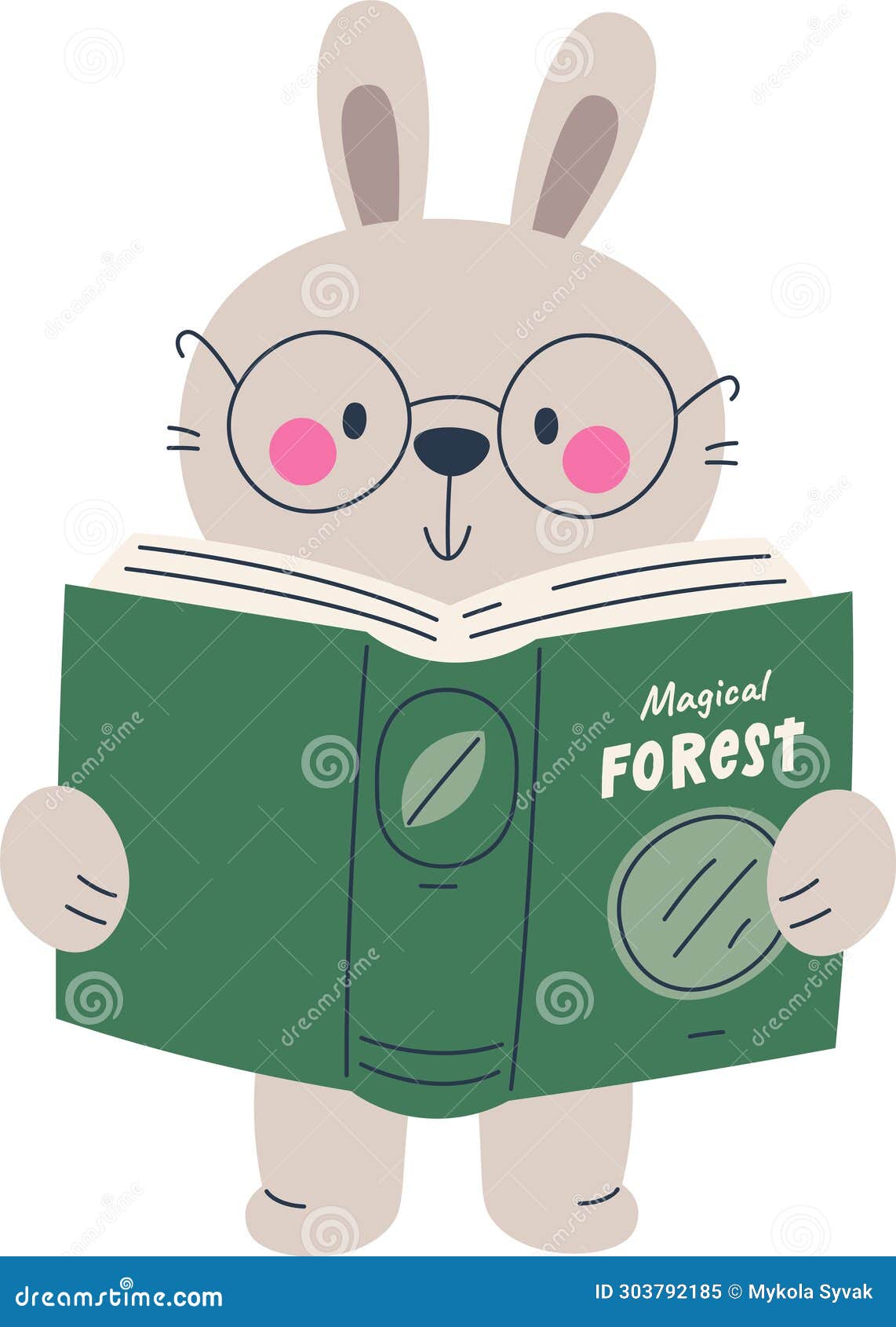 Rabbit Reading Book stock illustration. Illustration of literature ...