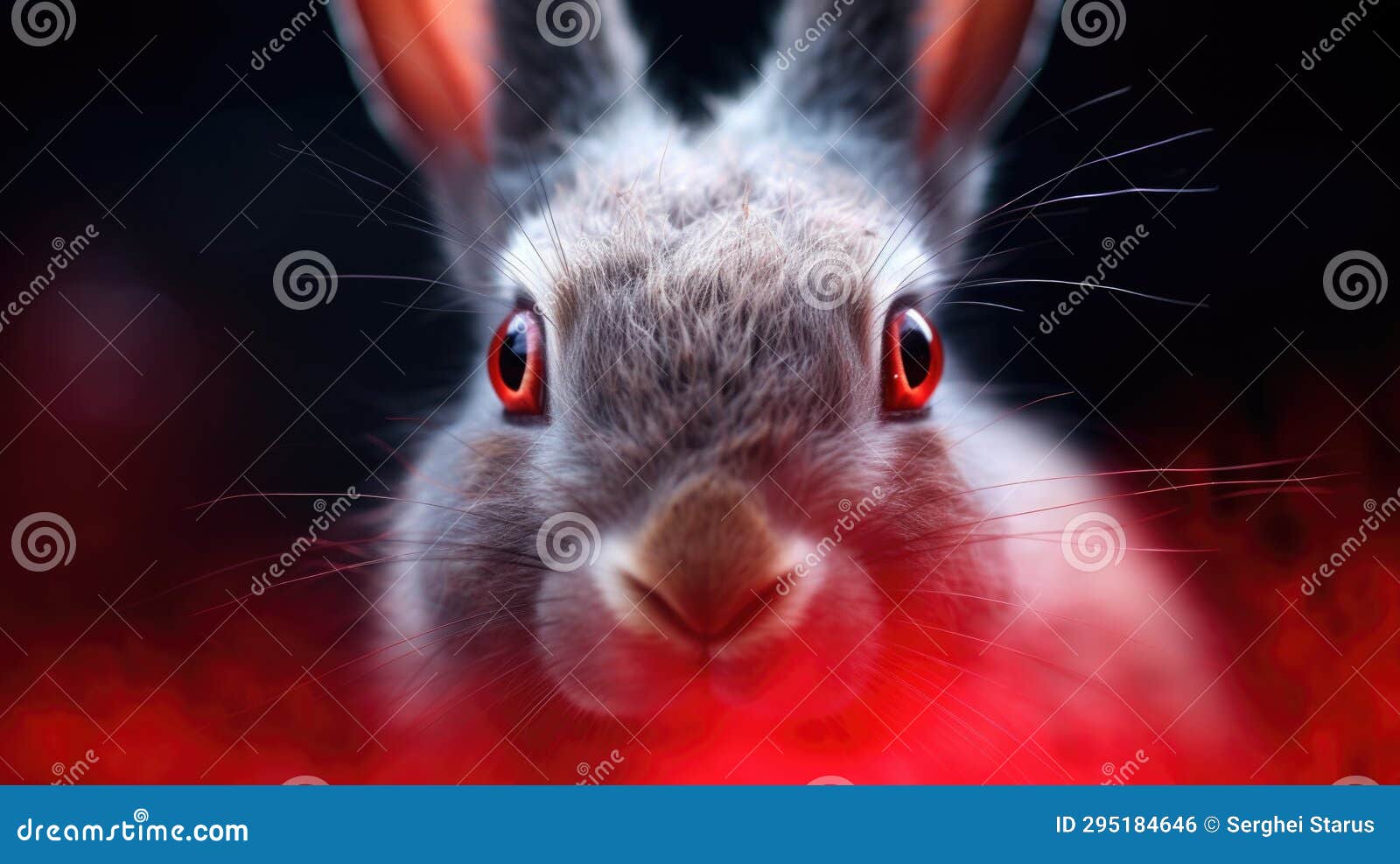 A Fantasy Evil Rabbit with Red Eyes is Looking at the Camera, AI Stock ...