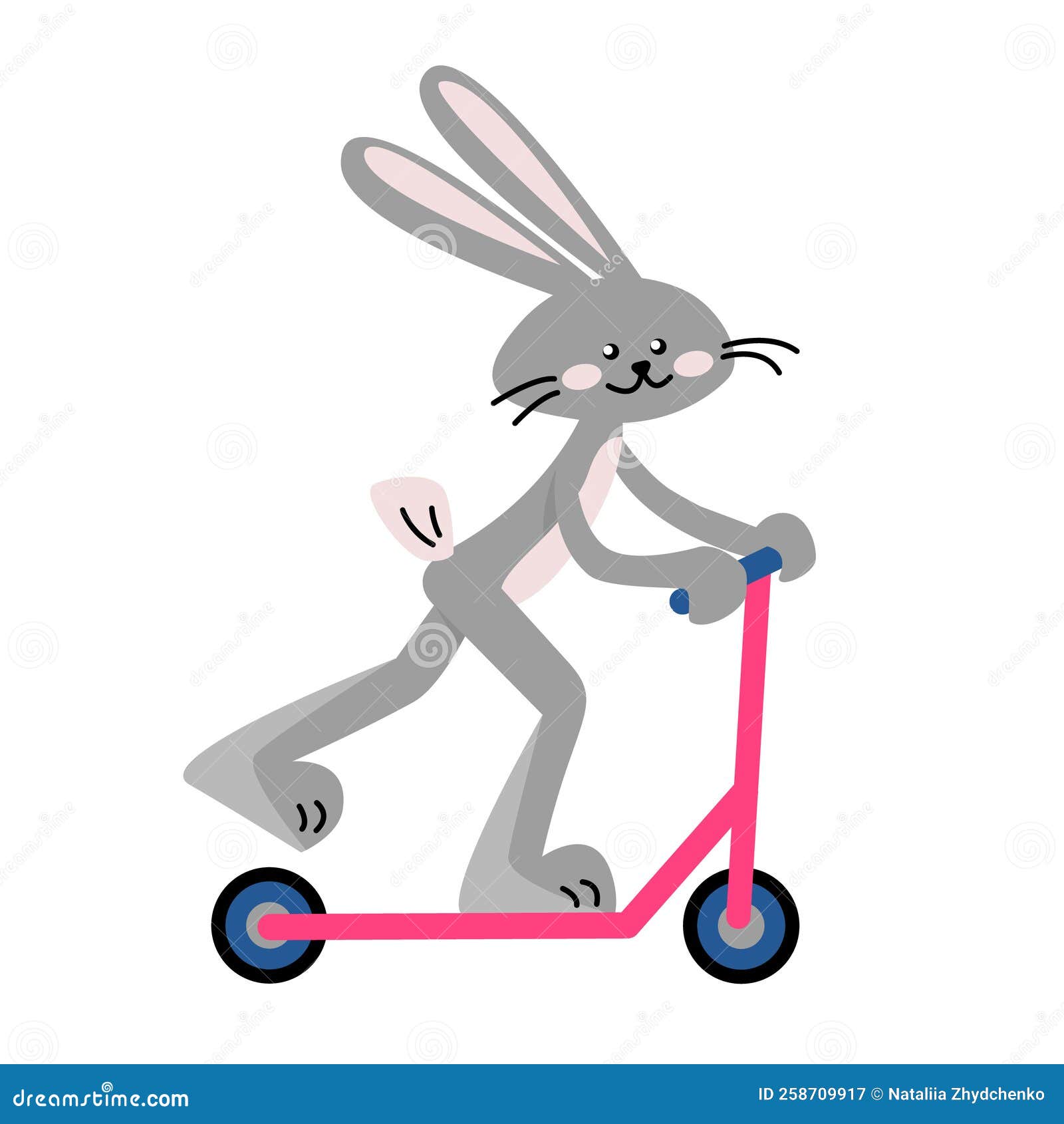 Rabbit rides a scooter stock vector. Illustration of kids - 258709917