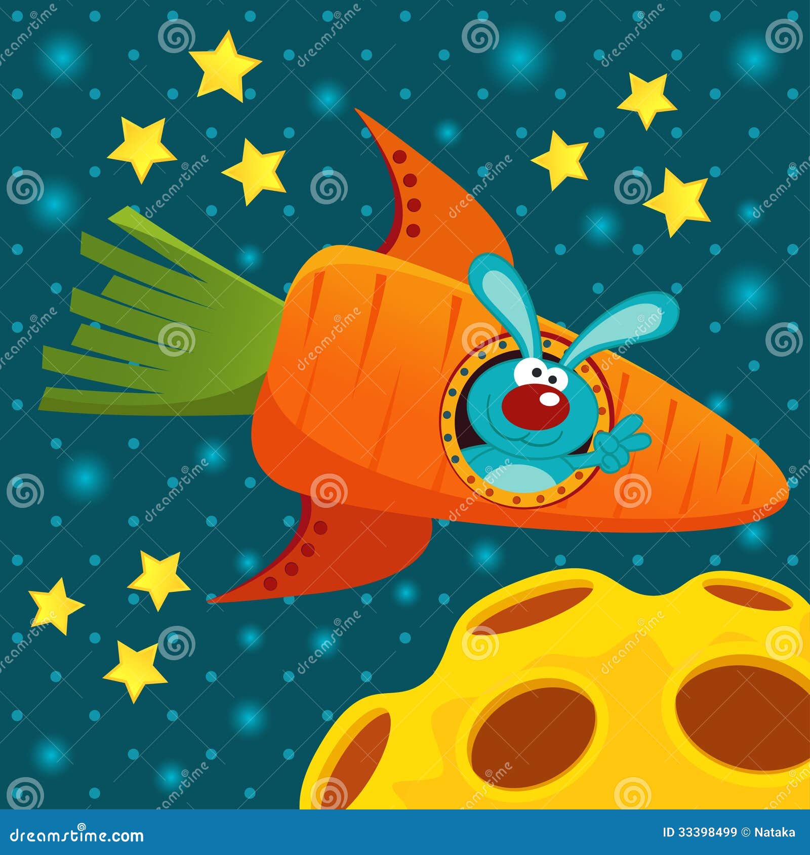 Rabbit on a Rocket of Carrot Stock Vector - Illustration of planet ...