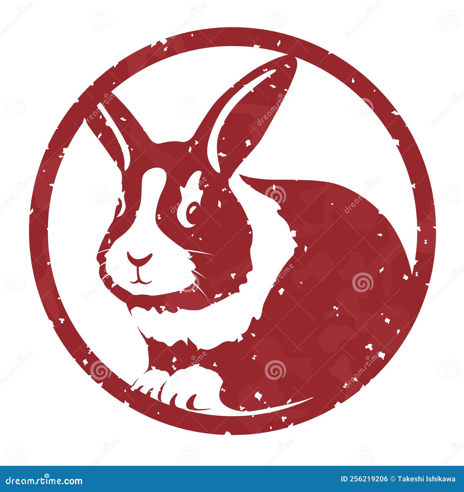Rabbit Rubber Stamp Illustration for Easter and the Chinese Zodiac Year ...
