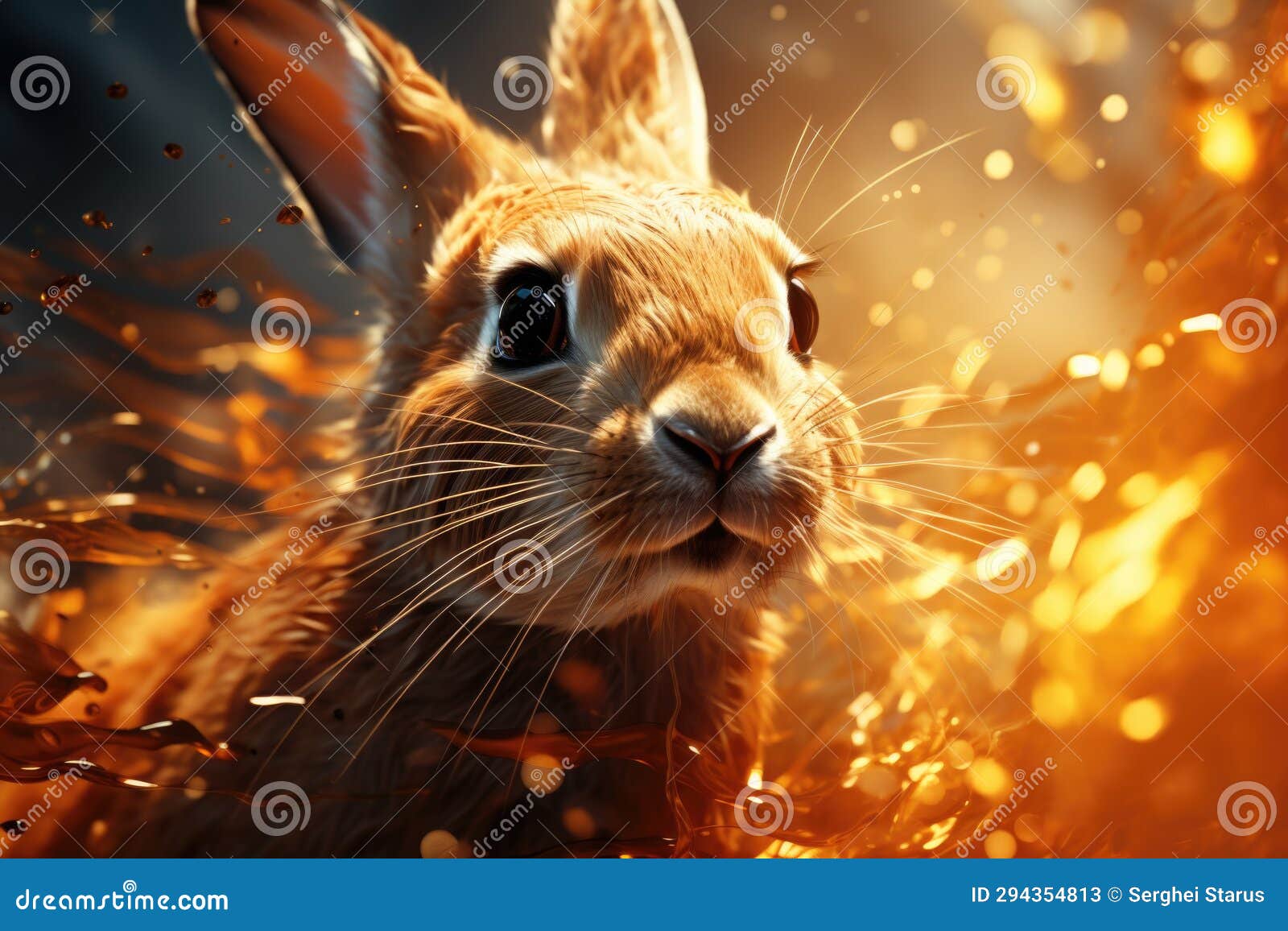 A Rabbit is Running through the Fire, AI Stock Illustration ...