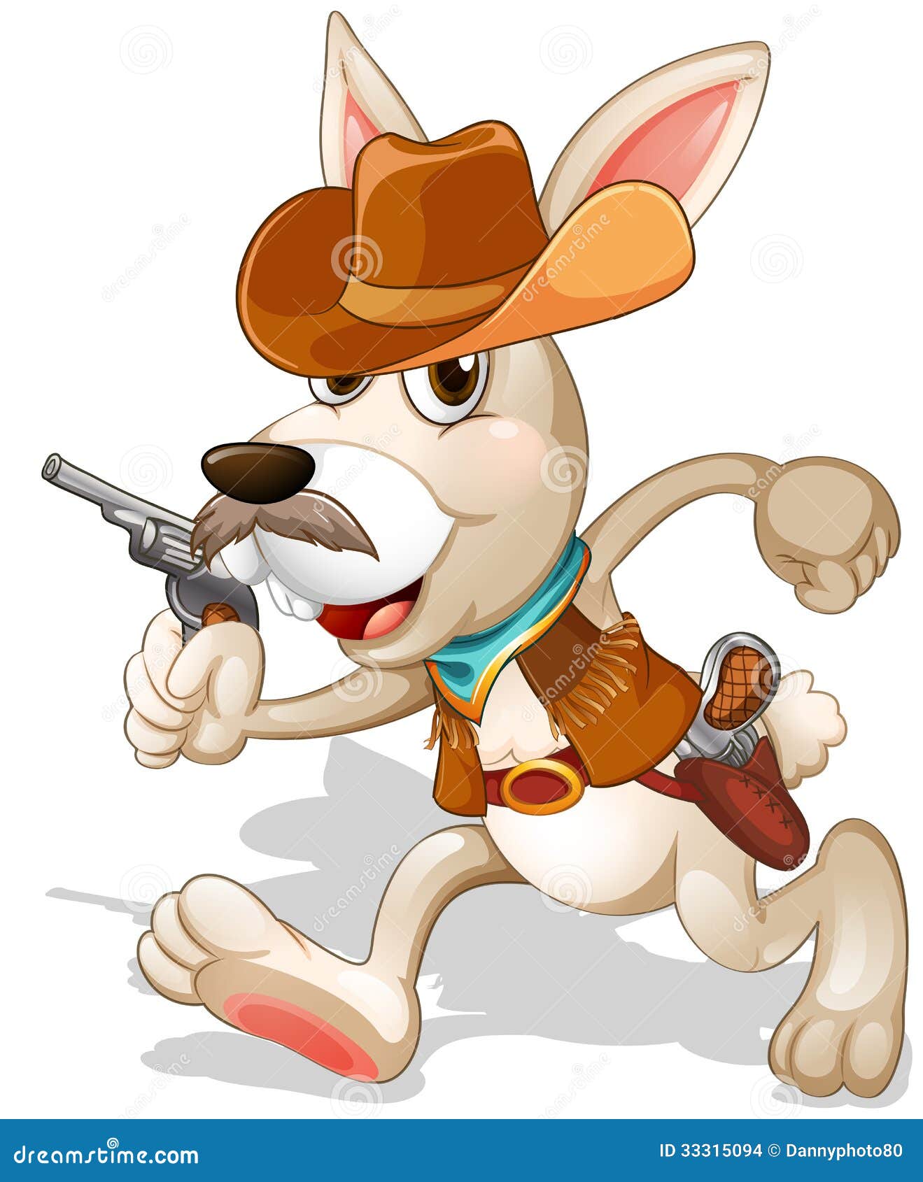 A Rabbit Running with a Gun Stock Illustration - Illustration of ...