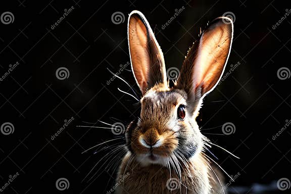 Rabbit Rush Close Up of a Rabbits Ears Edge Lighting Effect Stock ...