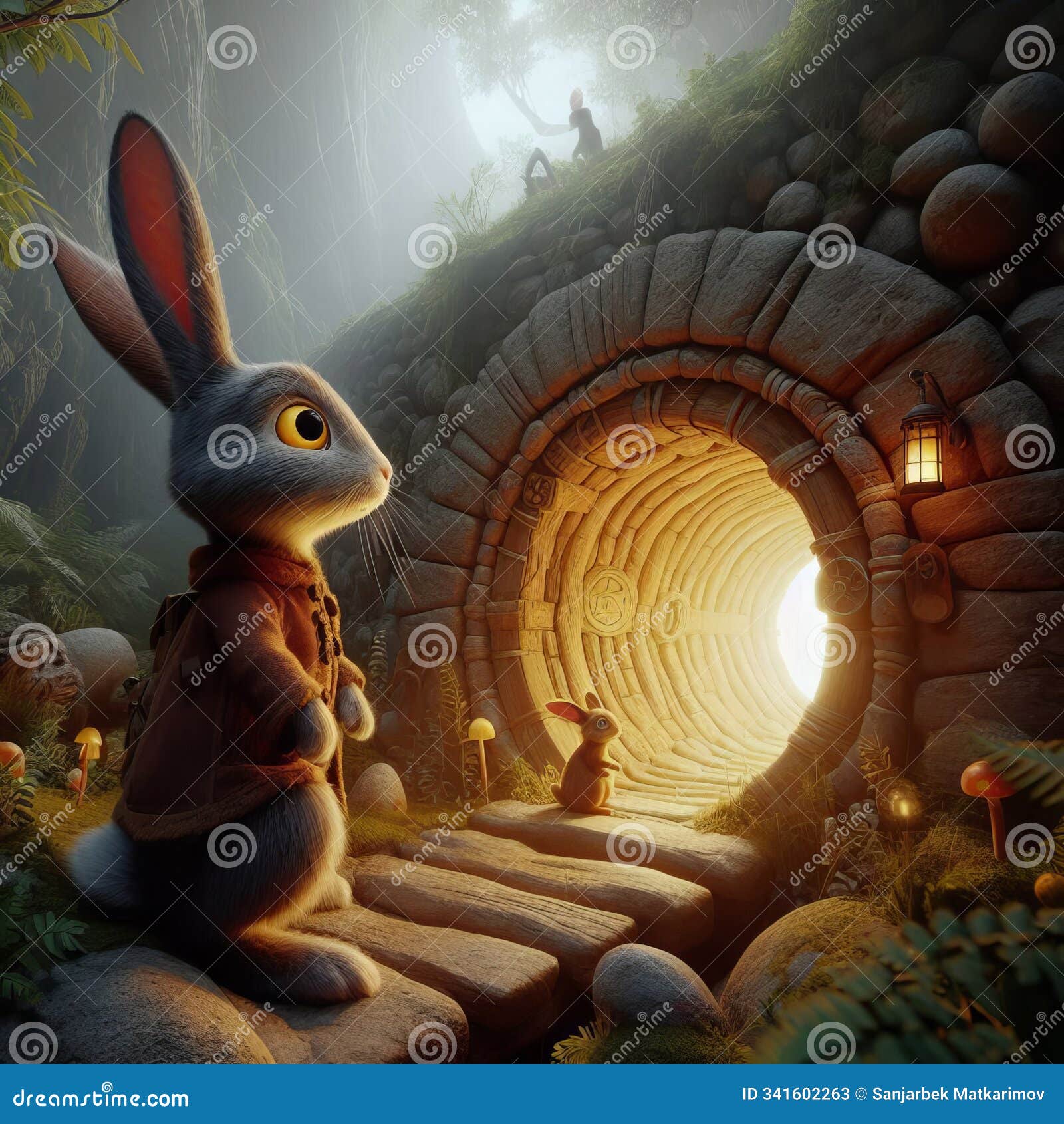 A Hidden Underground City With Bioluminescent Plants Lighting The Way ...