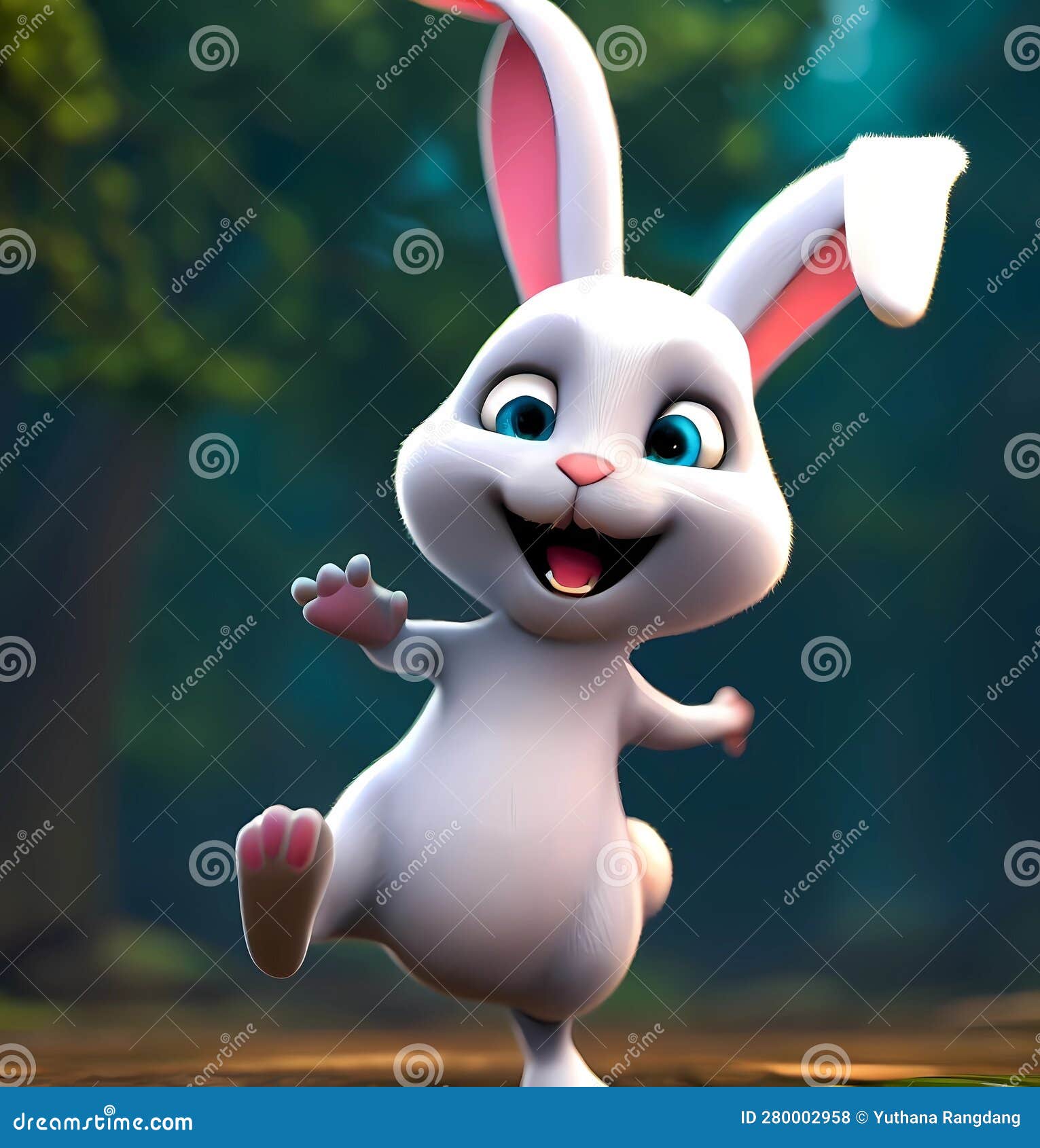 White Happy Rabbit , Generate by Ai Stock Illustration - Illustration ...