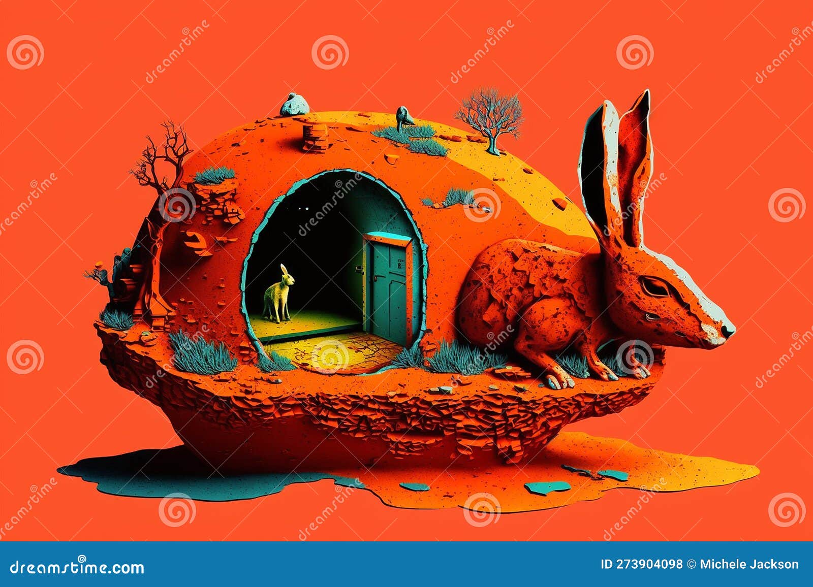 A Rabbit S Home, Created by Generative Ai Stock Illustration ...