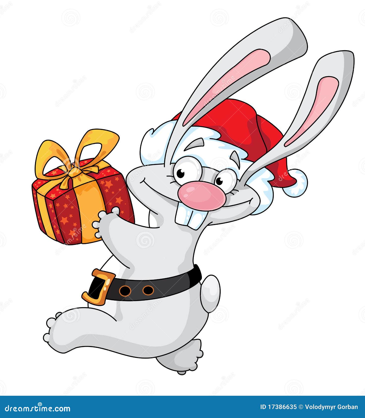 Rabbit Santa with gift box stock vector. Illustration of package - 17386635