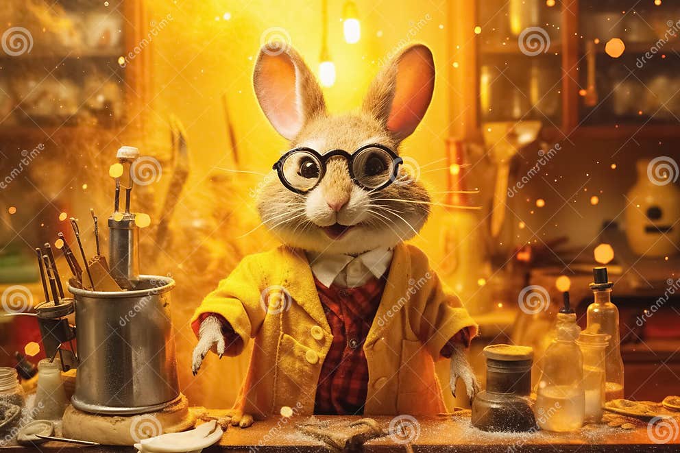 Rabbit Scientist in the Lab. Stock Photo - Image of science, scientific ...