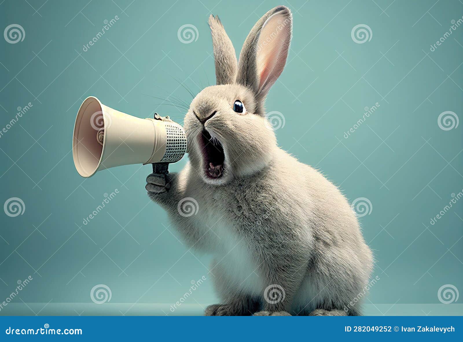 Rabbit Screams into the Loudspeaker Illustration. AI Generative Stock ...