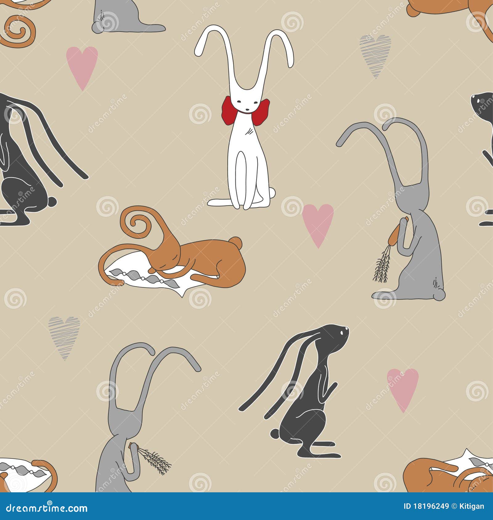 Set Of Different Rabbits Silhouettes On White Background. Including ...
