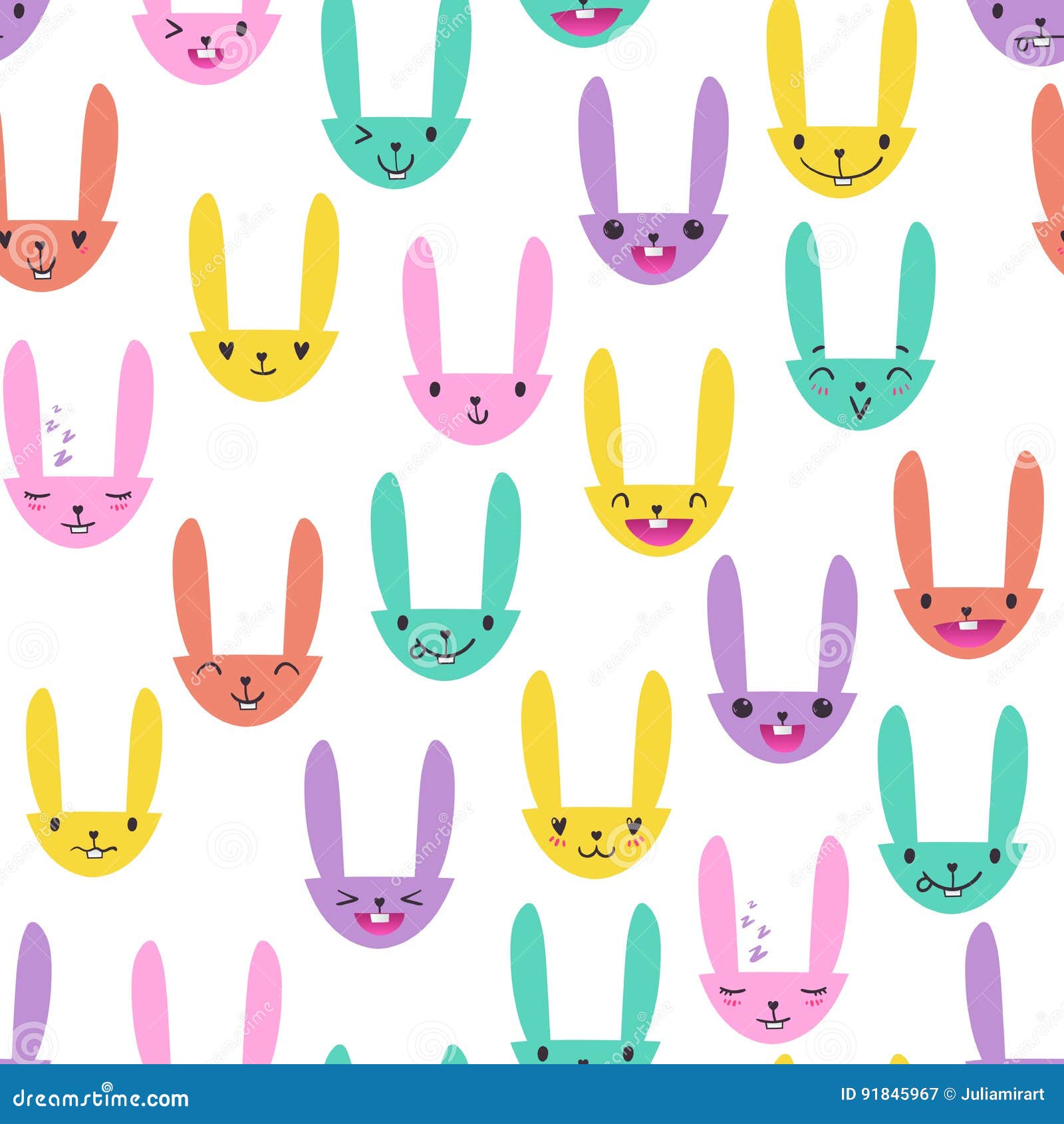 Rabbit Seamless Pattern-03 stock vector. Illustration of drummer - 91845967
