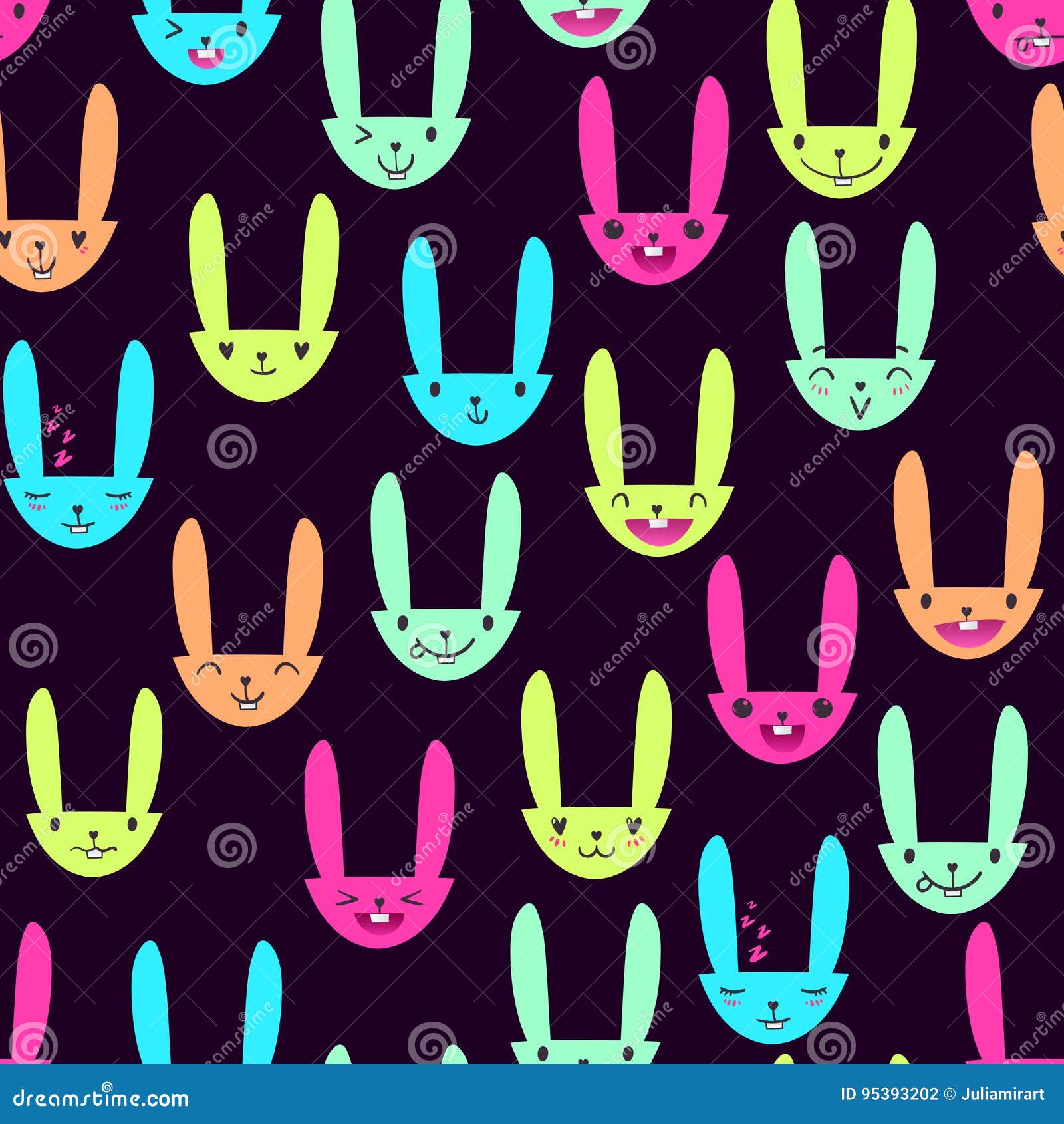 Rabbit Seamless Pattern-07 stock vector. Illustration of hand - 95393202